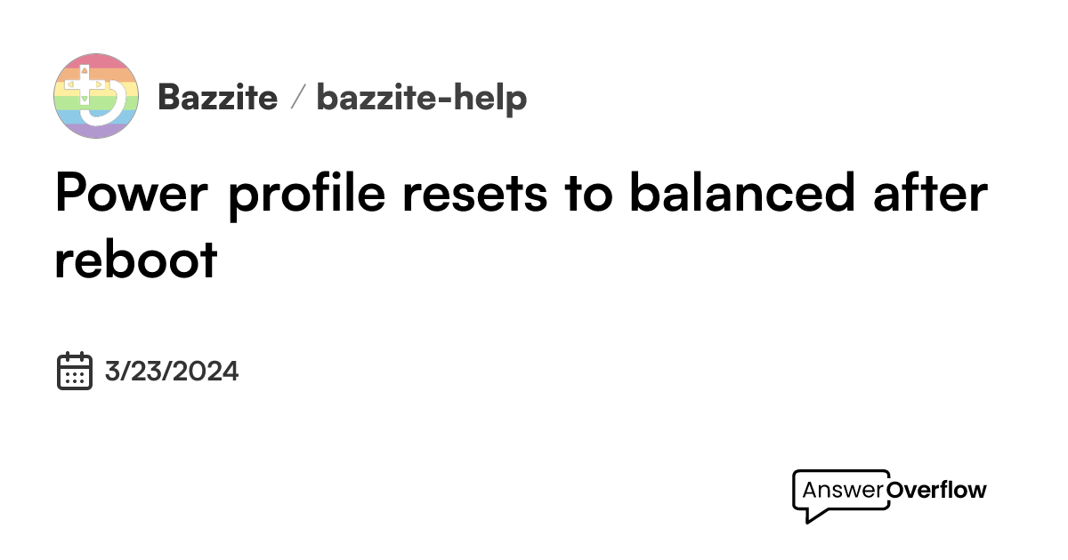 Power profile resets to balanced after reboot - Universal Blue