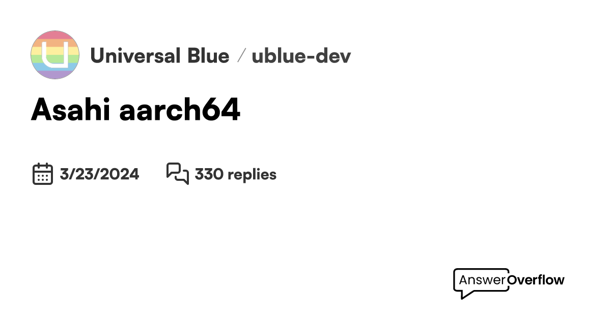 Asahi / aarch64 🧵 - Universal Blue