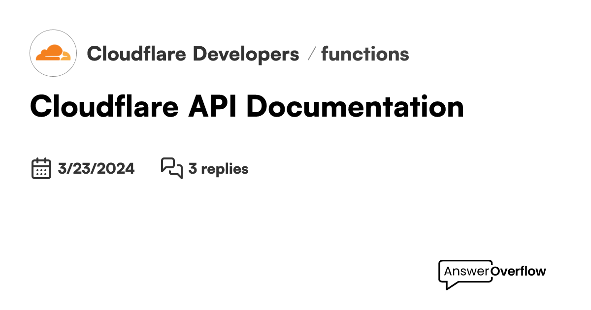 Cloudflare API Documentation - Cloudflare Developers
