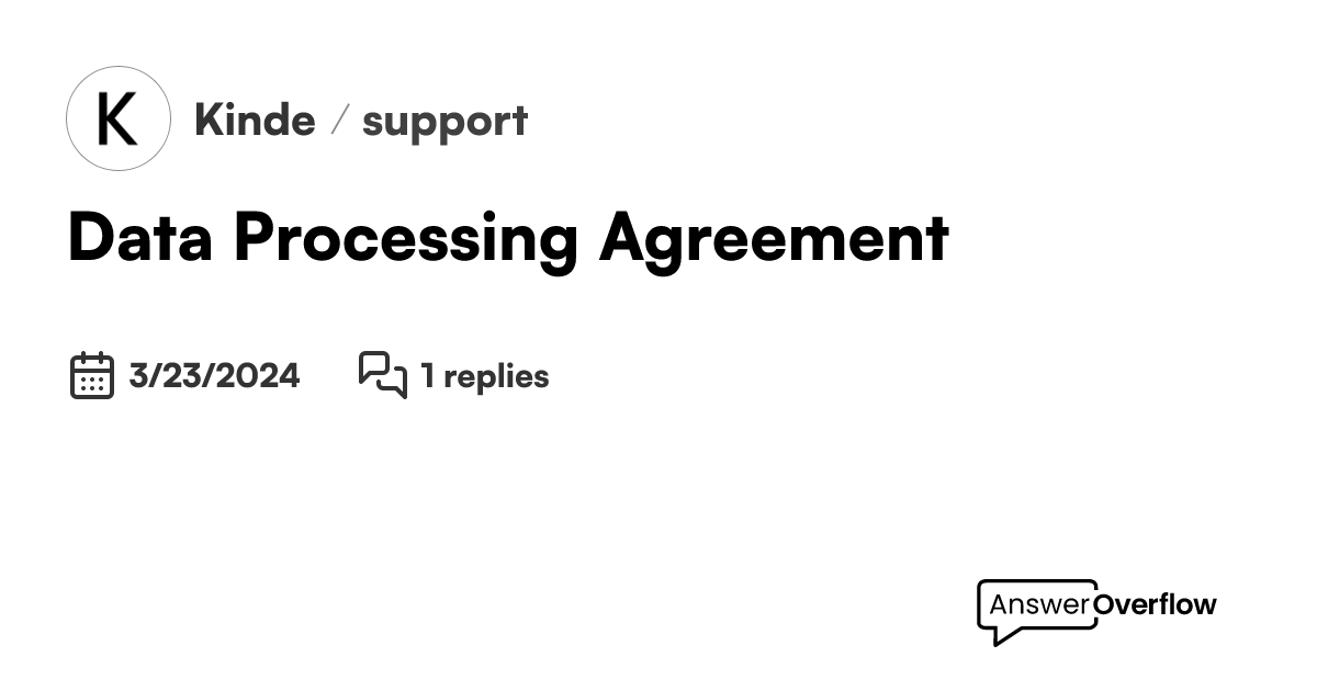 Data Processing Agreement - Kinde