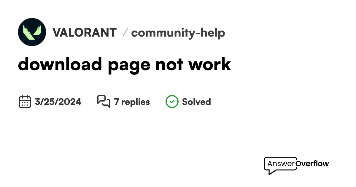download page not work - VALORANT
