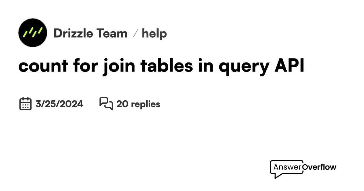 Count For Join Tables In Query Api Drizzle Team