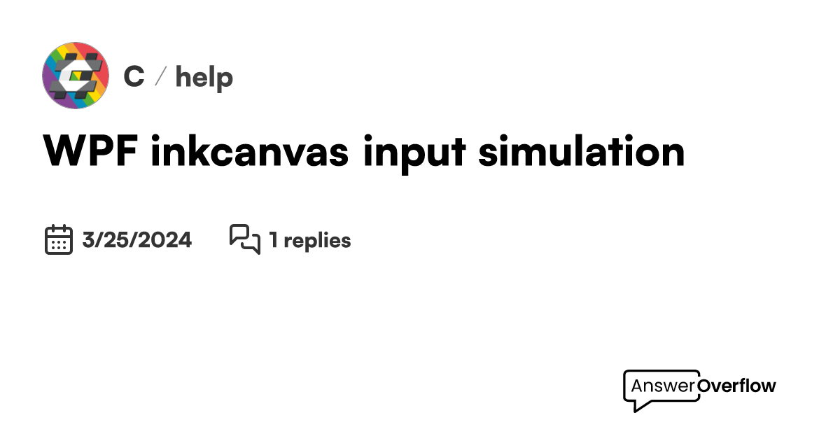 Wpf Inkcanvas Input Simulation C 