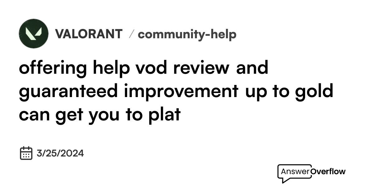 offering help + vod review and guaranteed improvement up to gold! (can ...