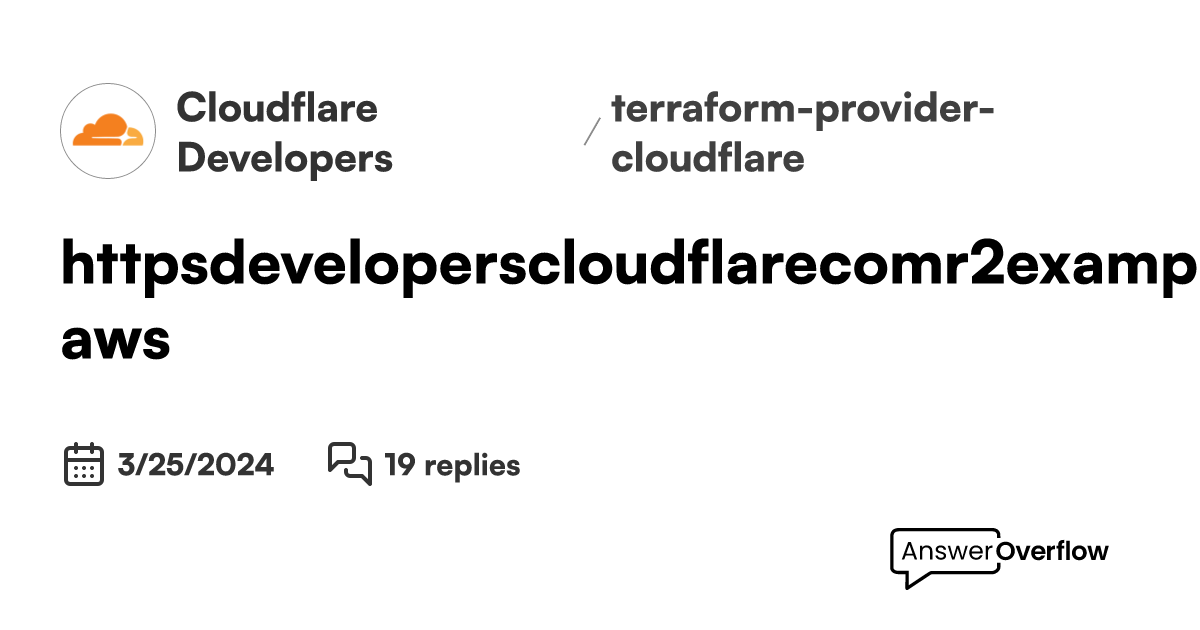https://developers.cloudflare.com/r2/examples/terraform-aws/ - Cloudflare Developers