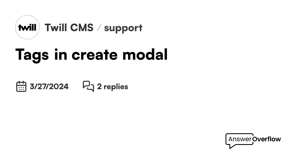 Tags in create modal - Twill CMS