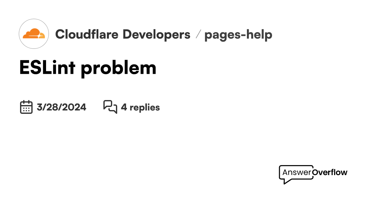 ESLint problem - Cloudflare Developers