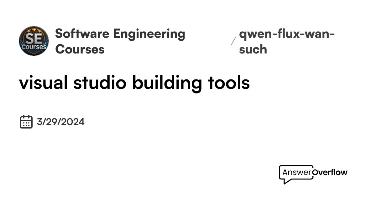 visual studio building tools - Software Engineering Courses (SECourses)