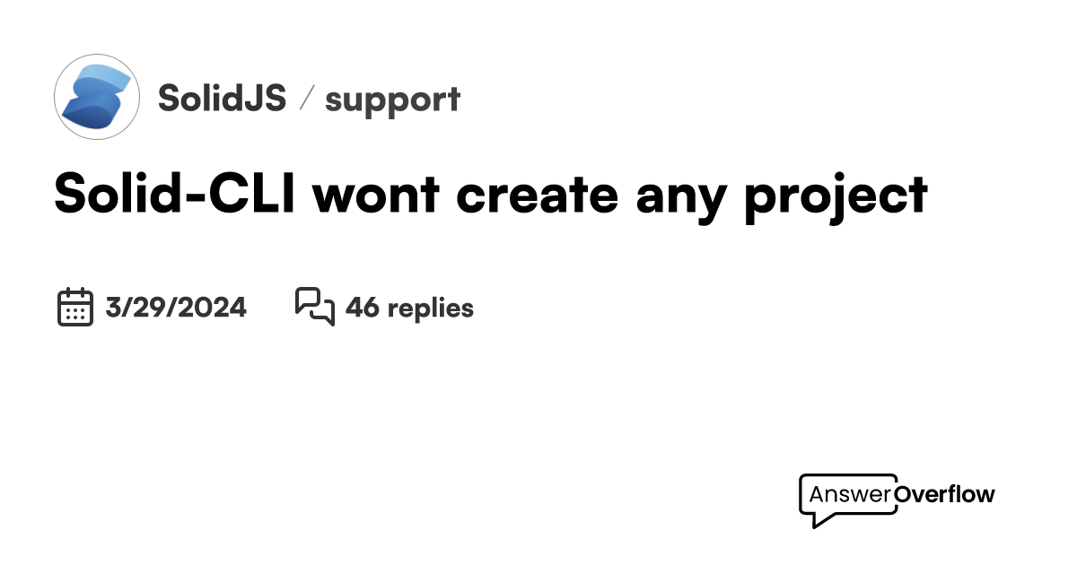 Solid-CLI won't create any project - SolidJS