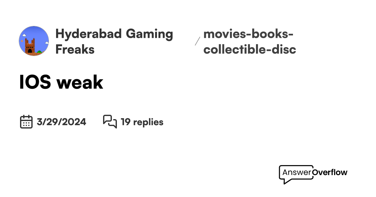 IOS weak - Hyderabad Gaming Freaks!🎮🇮🇳
