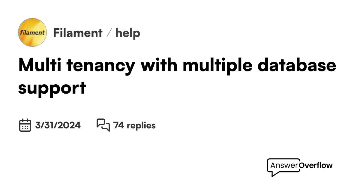 Multi tenancy with multiple database support - Filament