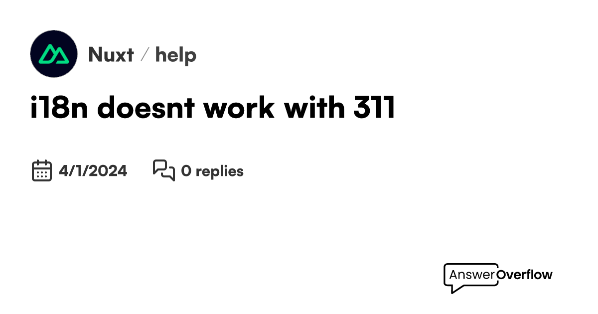 i18n doesn't work with 3.11 - Nuxt