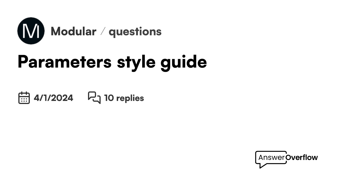 Parameters style guide - Modular