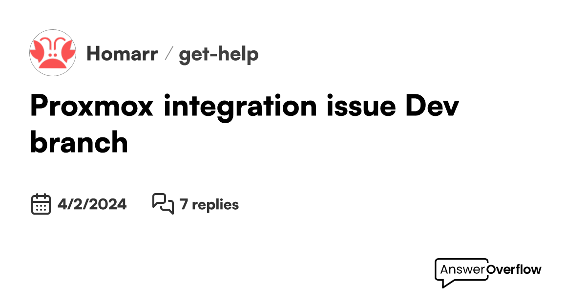 Proxmox integration issue, Dev branch - Homarr