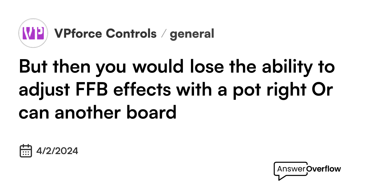 But then you would lose the ability to adjust FFB effects with a pot ...
