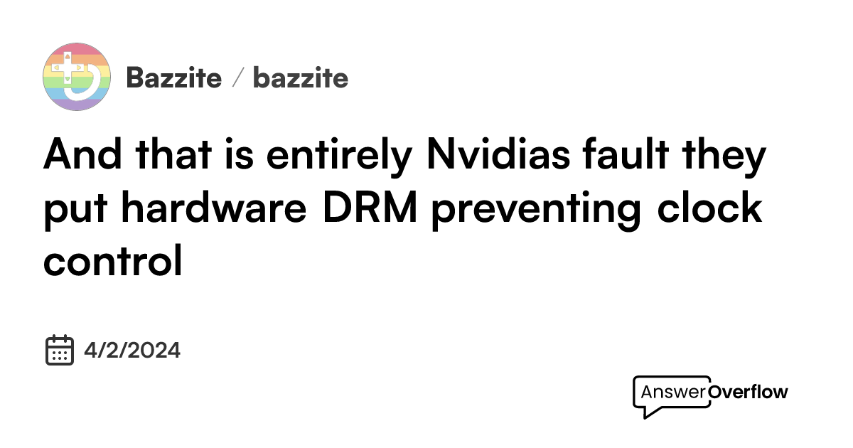 And that is entirely Nvidia's fault, they put hardware DRM preventing ...