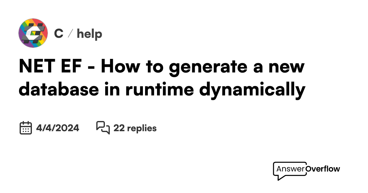Net Ef How To Generate A New Database In Runtime Dynamically C