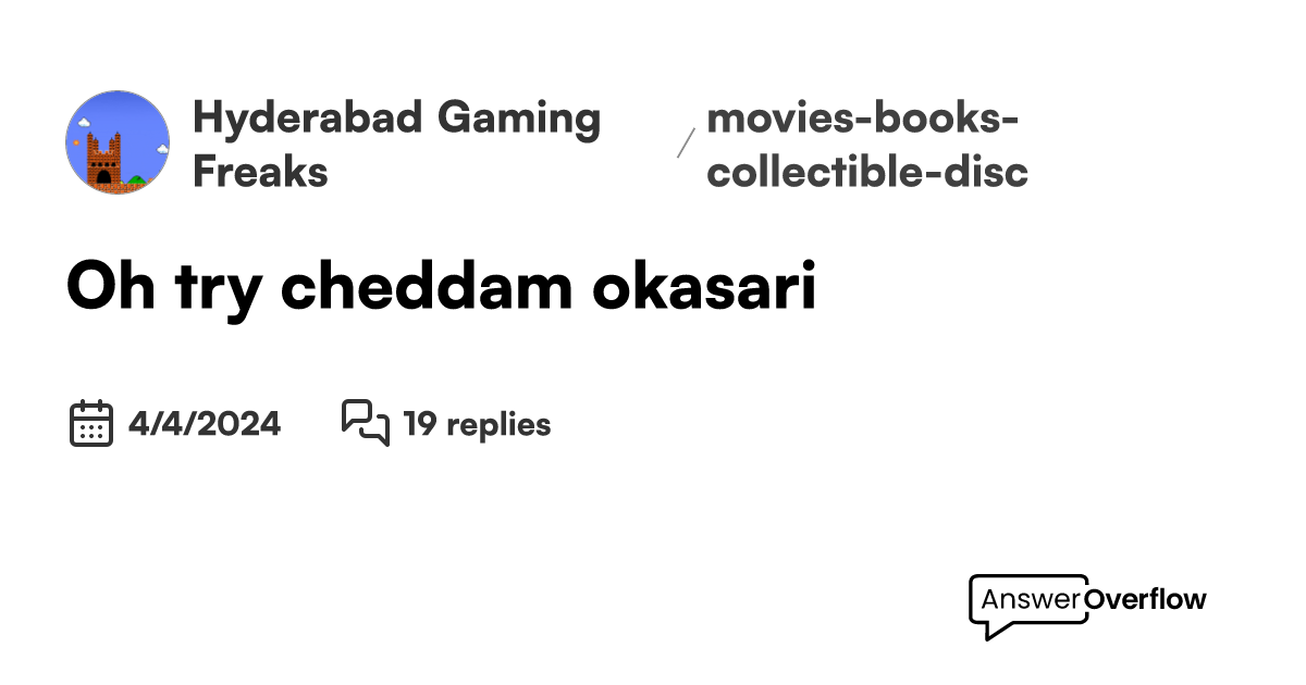 Oh try cheddam okasari - Hyderabad Gaming Freaks!🎮🇮🇳