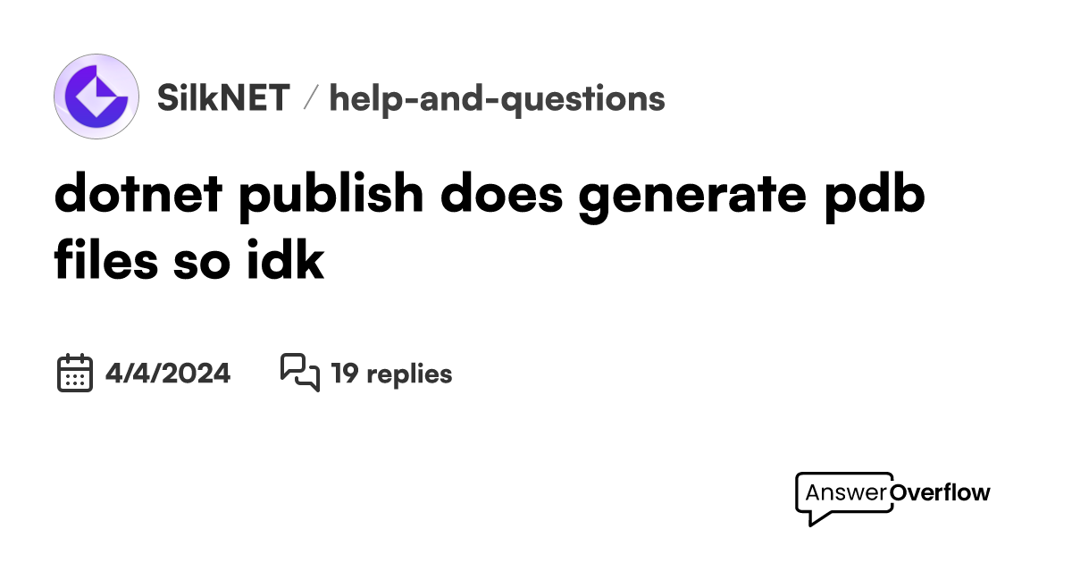 dotnet publish does generate pdb files so idk - Silk.NET