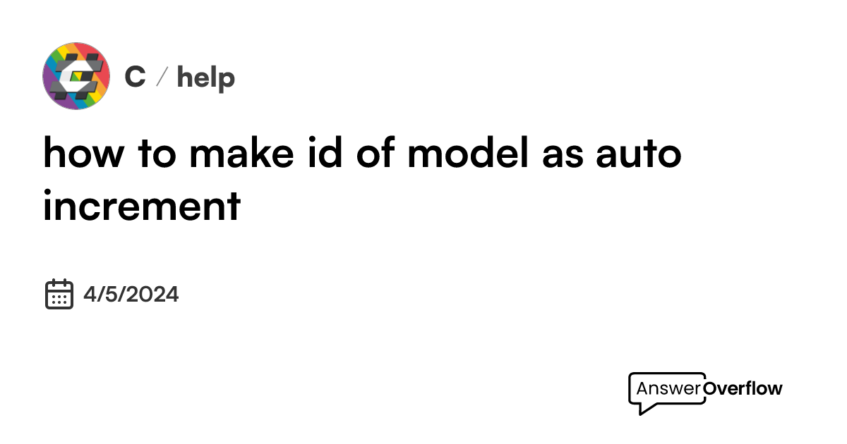 how to make id of model as auto increment - C#