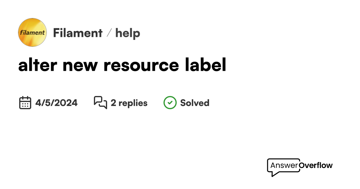 alter new resource label - Filament