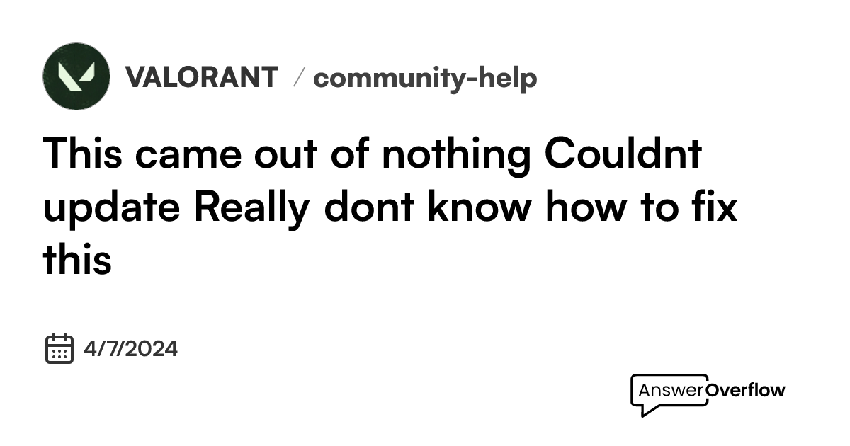 This came out of nothing. "Couldn't update". Really don't know how to ...