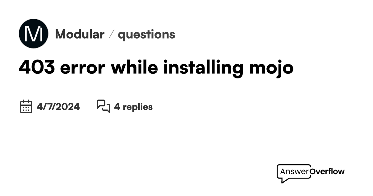403 error while installing mojo - Modular