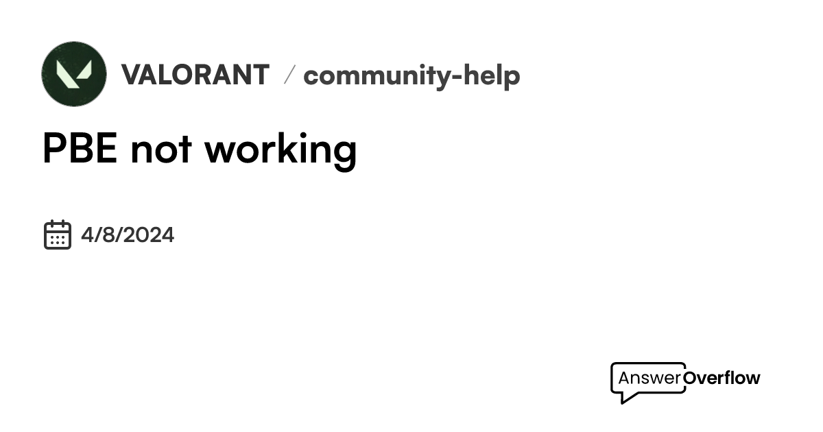 PBE not working - VALORANT