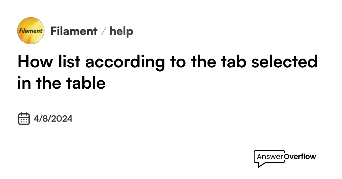 How list according to the tab selected in the table - Filament