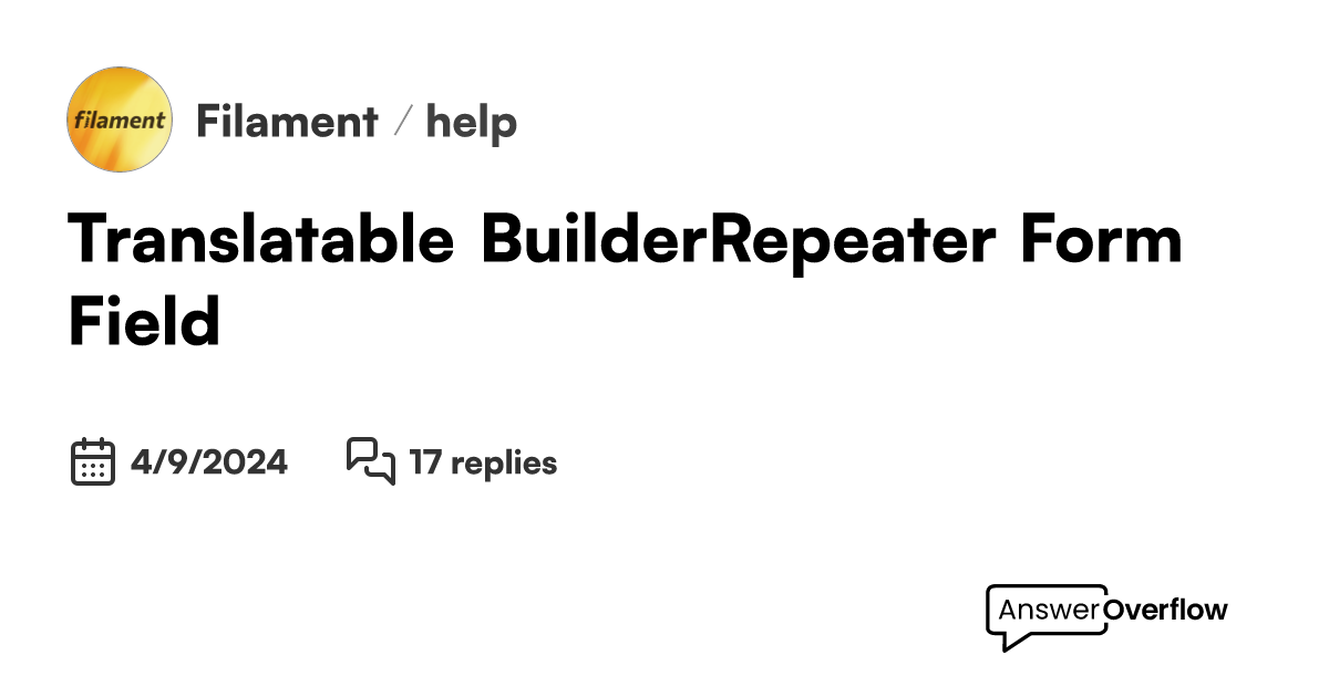 Translatable Builder/Repeater Form Field - Filament