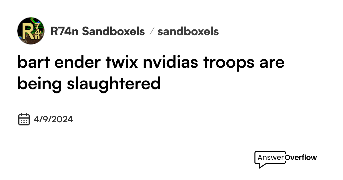 @bart ender twix nvidias troops are being slaughtered. - 🚨 R74n ...