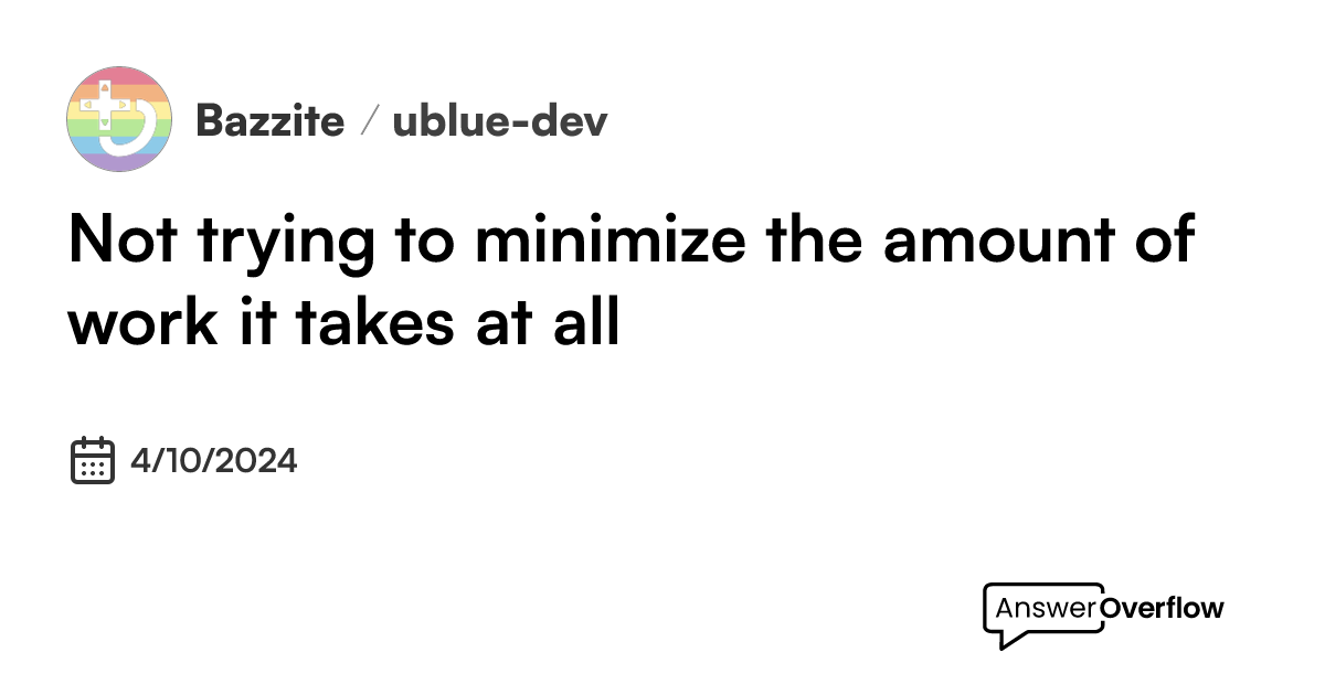 Not trying to minimize the amount of work it takes at all - Universal Blue