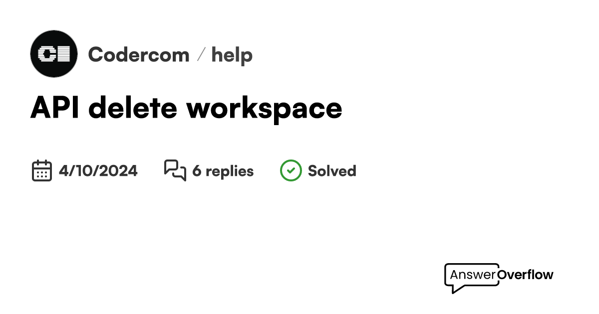 API delete workspace - Coder.com