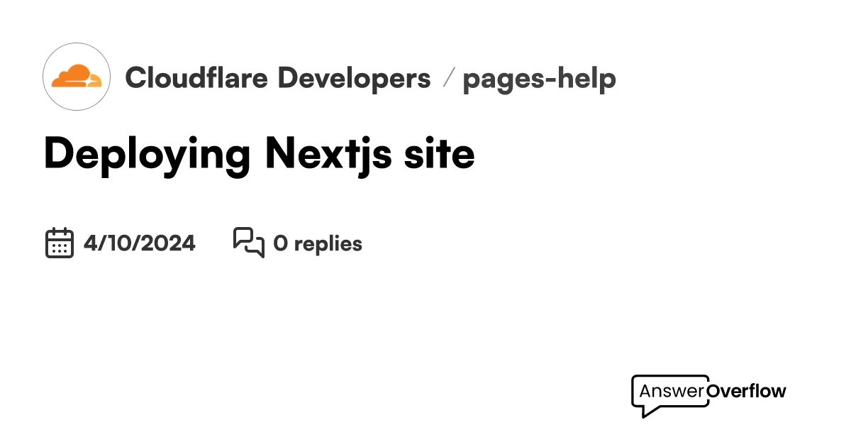 Deploying Next.js site - Cloudflare Developers