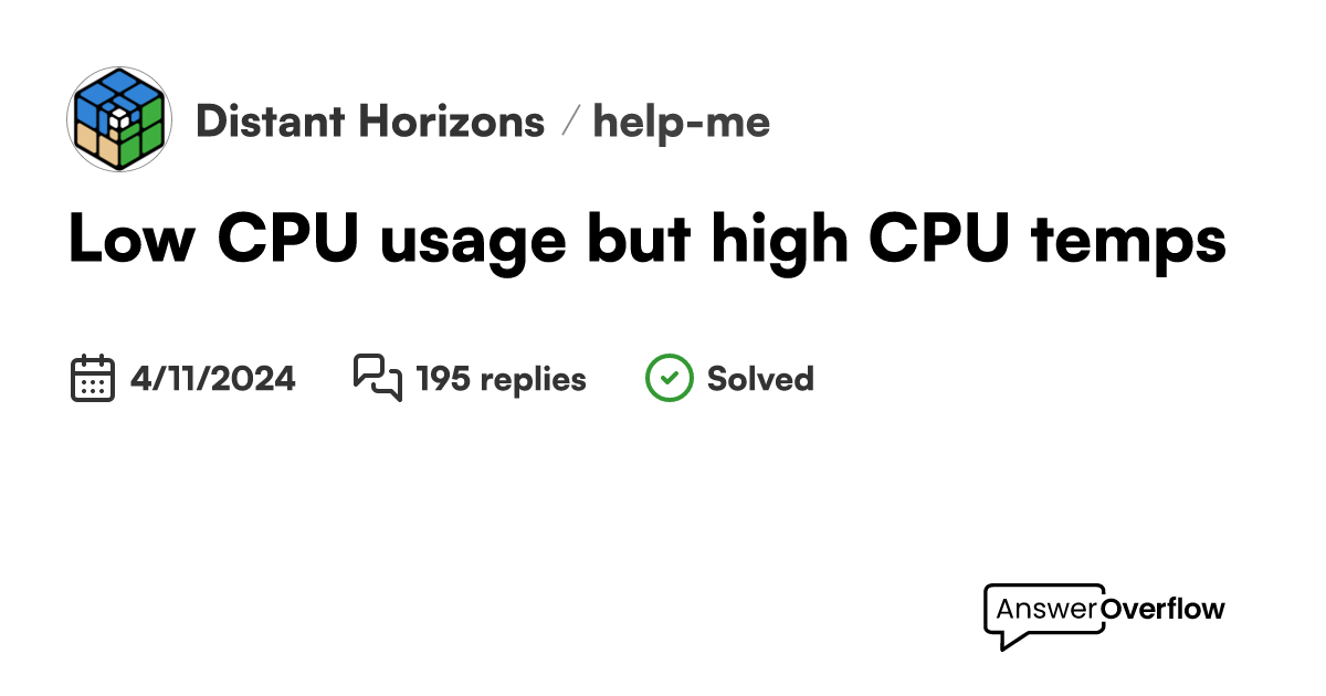 Low CPU usage, but high CPU temps - Distant Horizons