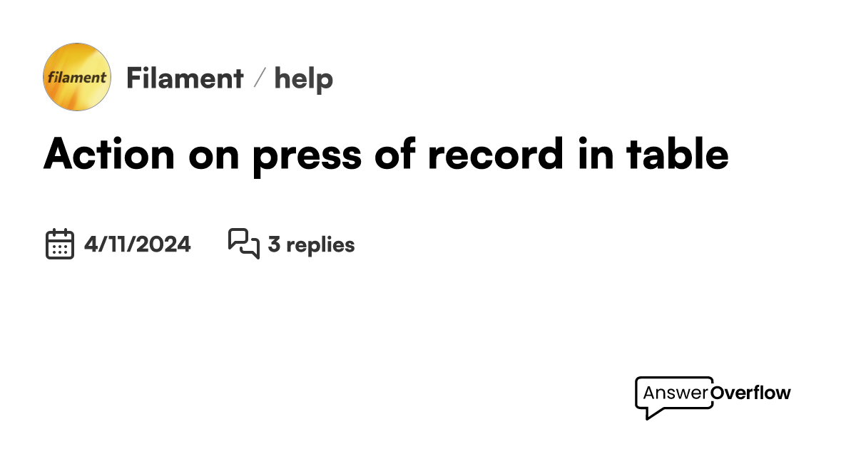 Action on press of record in table? - Filament