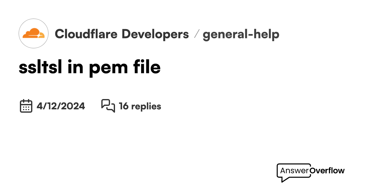 ssl/tsl in pem file - Cloudflare Developers