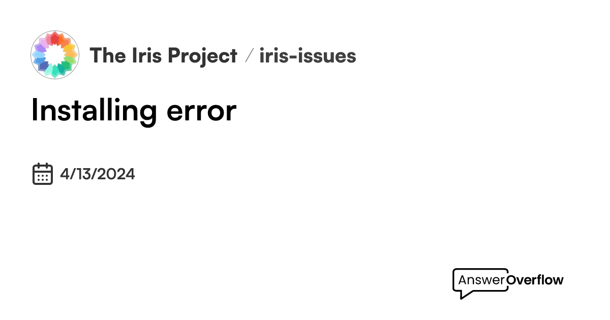 Installing error - The Iris Project