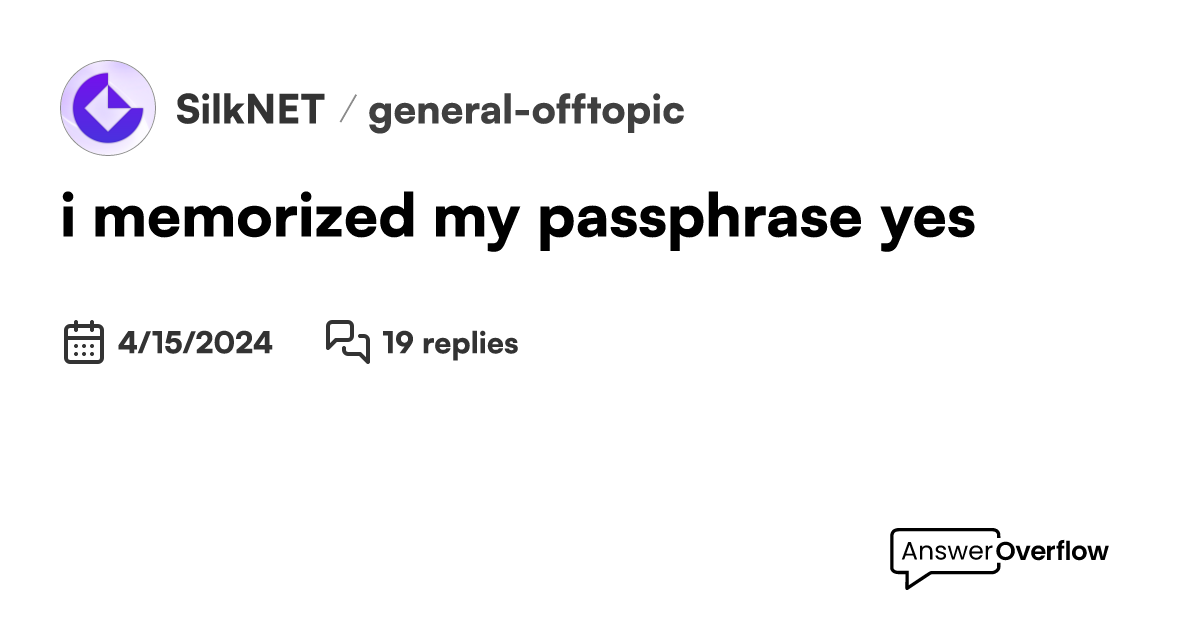 i memorized my passphrase yes - Silk.NET