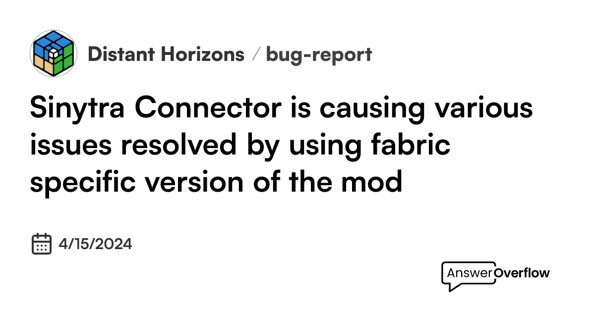 Sinytra Connector is causing various issues, resolved by using fabric specific version of the ...