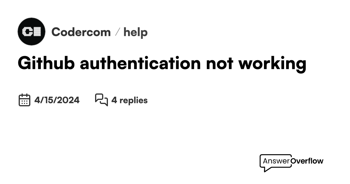 Github authentication not working - Coder.com