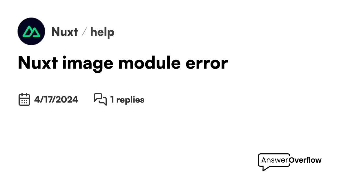 Nuxt image module error - Nuxt