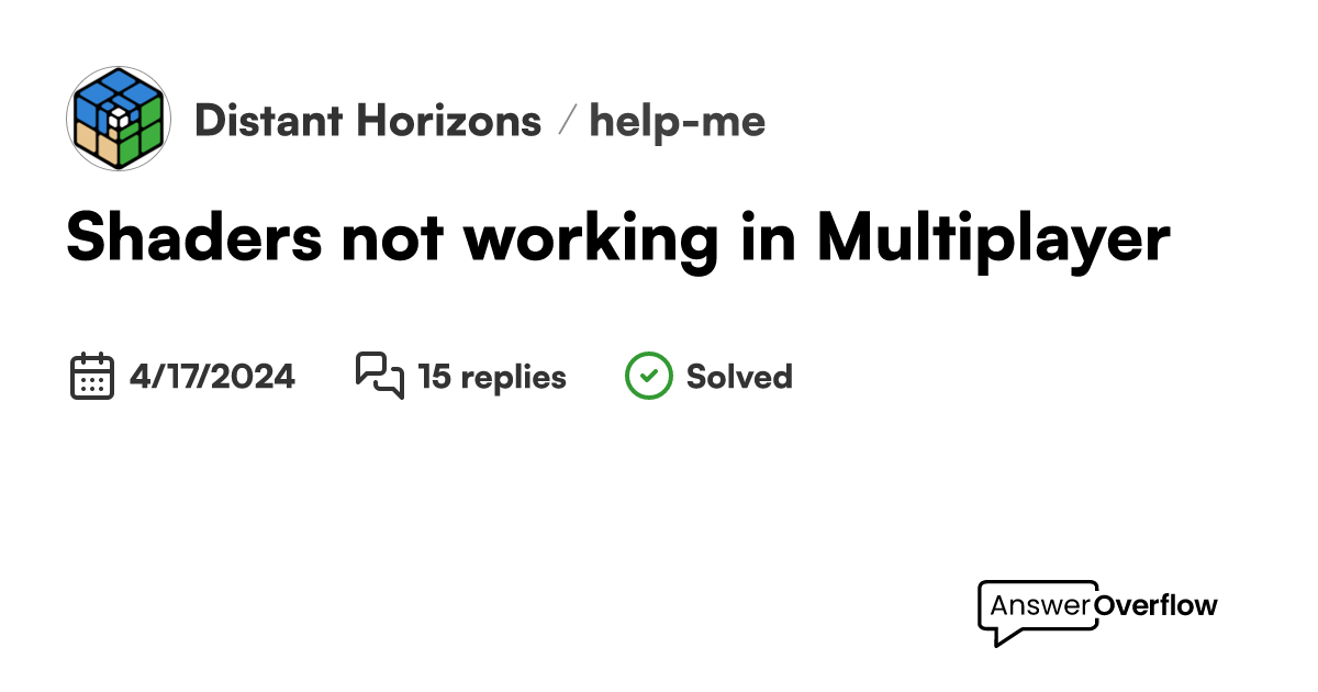 Shaders Not Working In Multiplayer Distant Horizons 