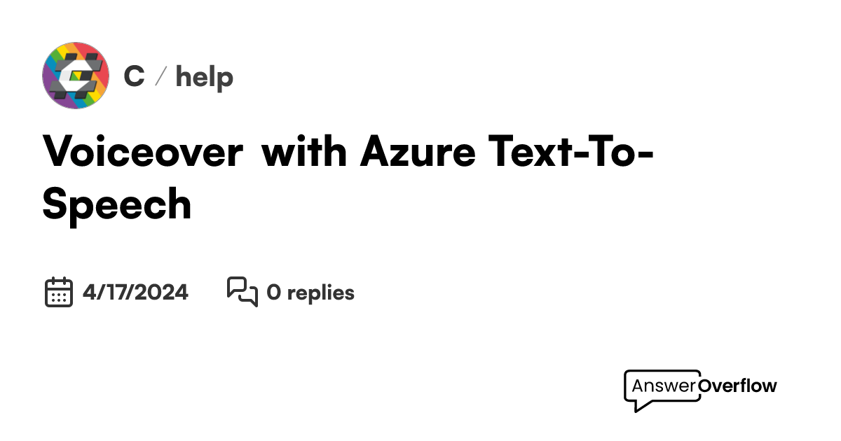 Voiceover with Azure (Text-To-Speech) - C#