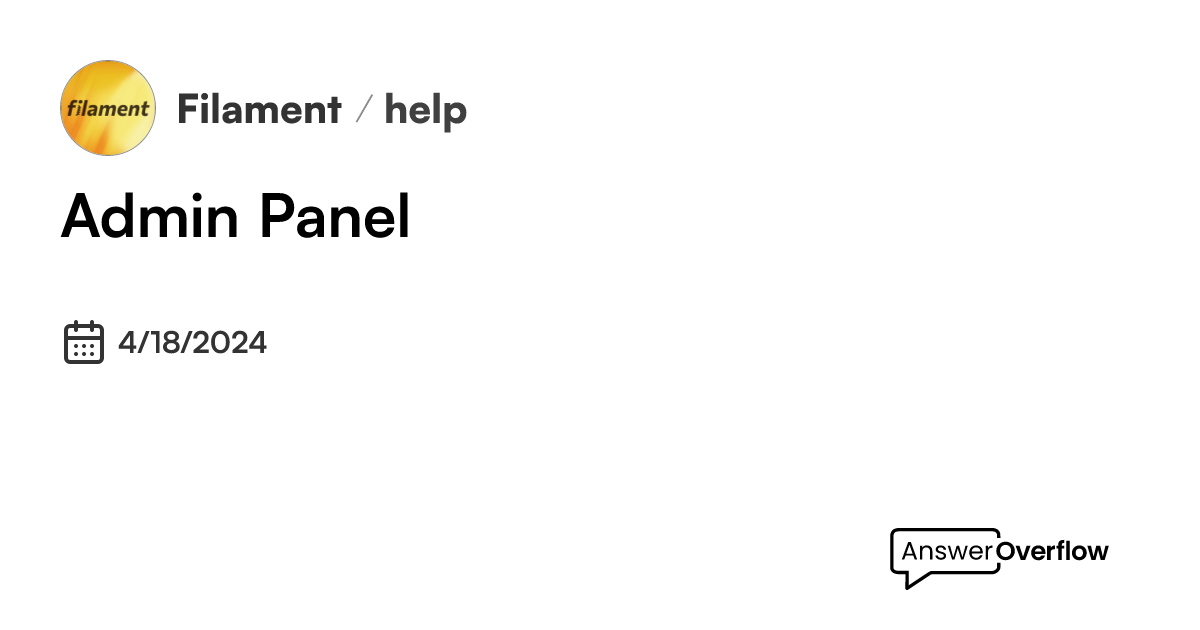 Admin Panel - Filament