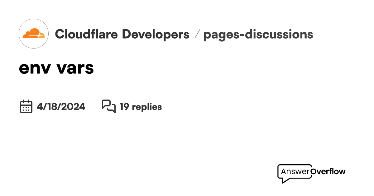 env vars - Cloudflare Developers