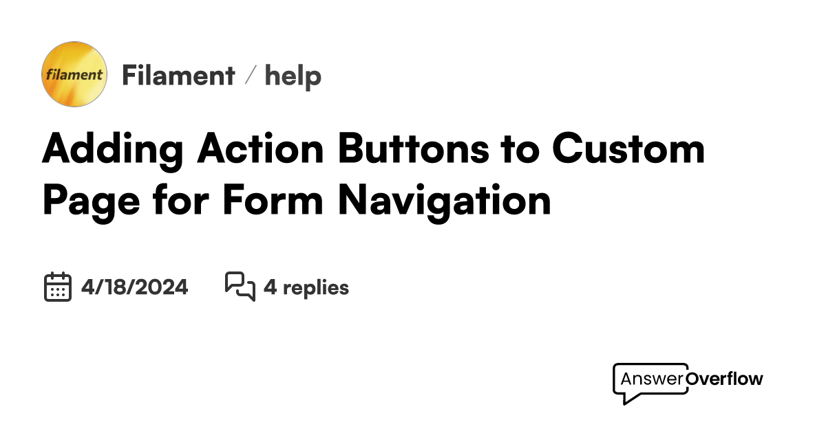 Adding Action Buttons To Custom Page For Form Navigation Filament