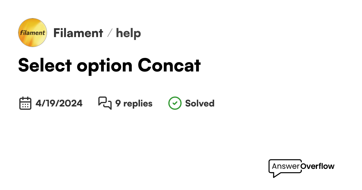 Select option Concat - Filament