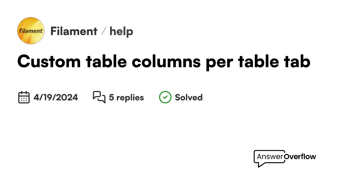 Custom table columns per table tab - Filament