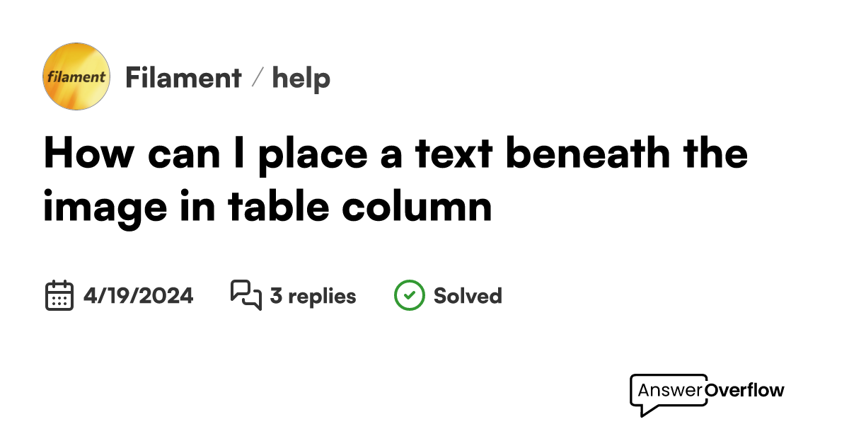 How can I place a text beneath the image in table column? - Filament